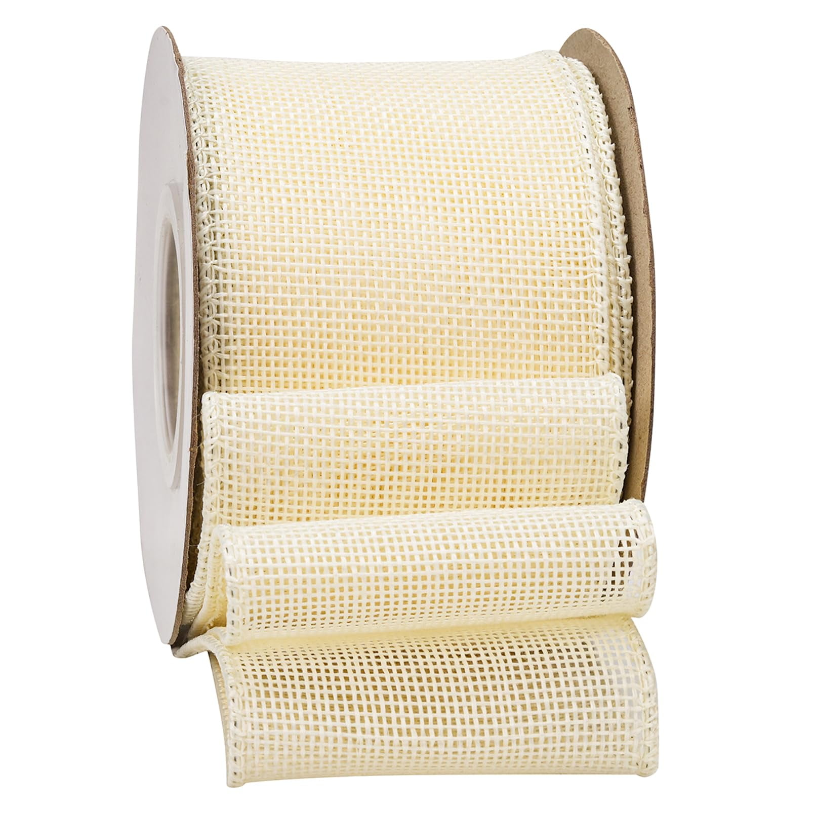 SDZMDL Ivory Burlap Wired Ribbon 2-1/2 Inch, Solid Ribbon with Wire ...