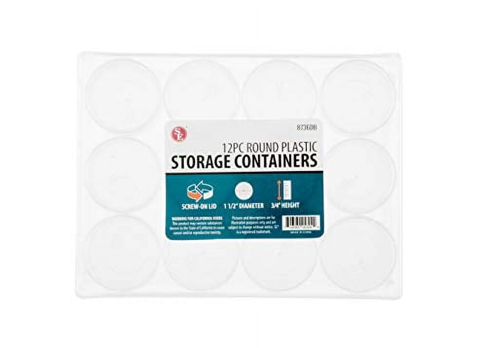 SE 12-in-1 Round Containers with Screw-On Lids Inside Storage Box, 1-1/ ...