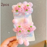SE Kids Pastel Flower Hair Clips with Pom-Pom Dangles – Cute Floral ...