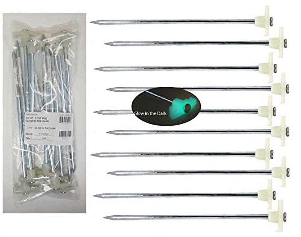 SE Metal Tent Peg with Glow in the Dark Stopper (10 Pack), 10 1/2 ...