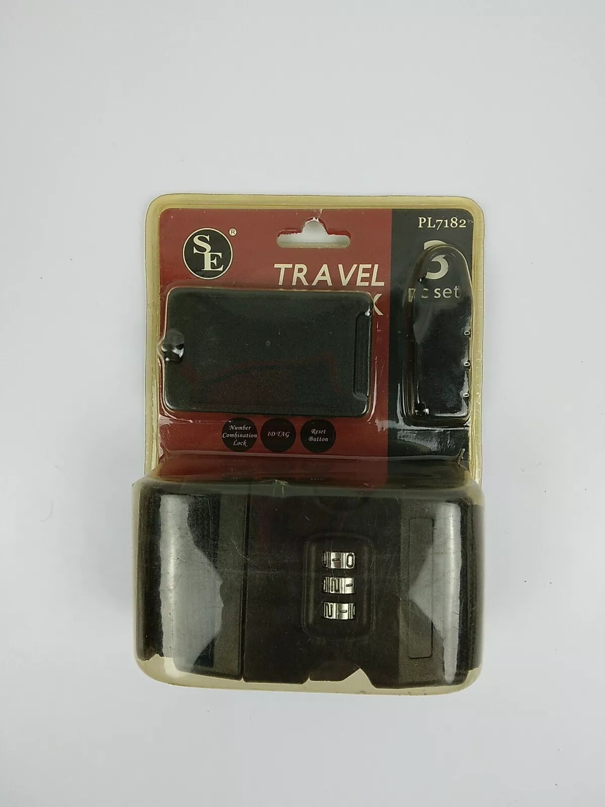 SE® Travel Lock Set – 3-Piece Combination Lock & ID Tag – Model PL7182 ...
