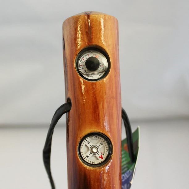 Se Wooden Walkinghiking Stick With Built In Compass And Thermometer 55