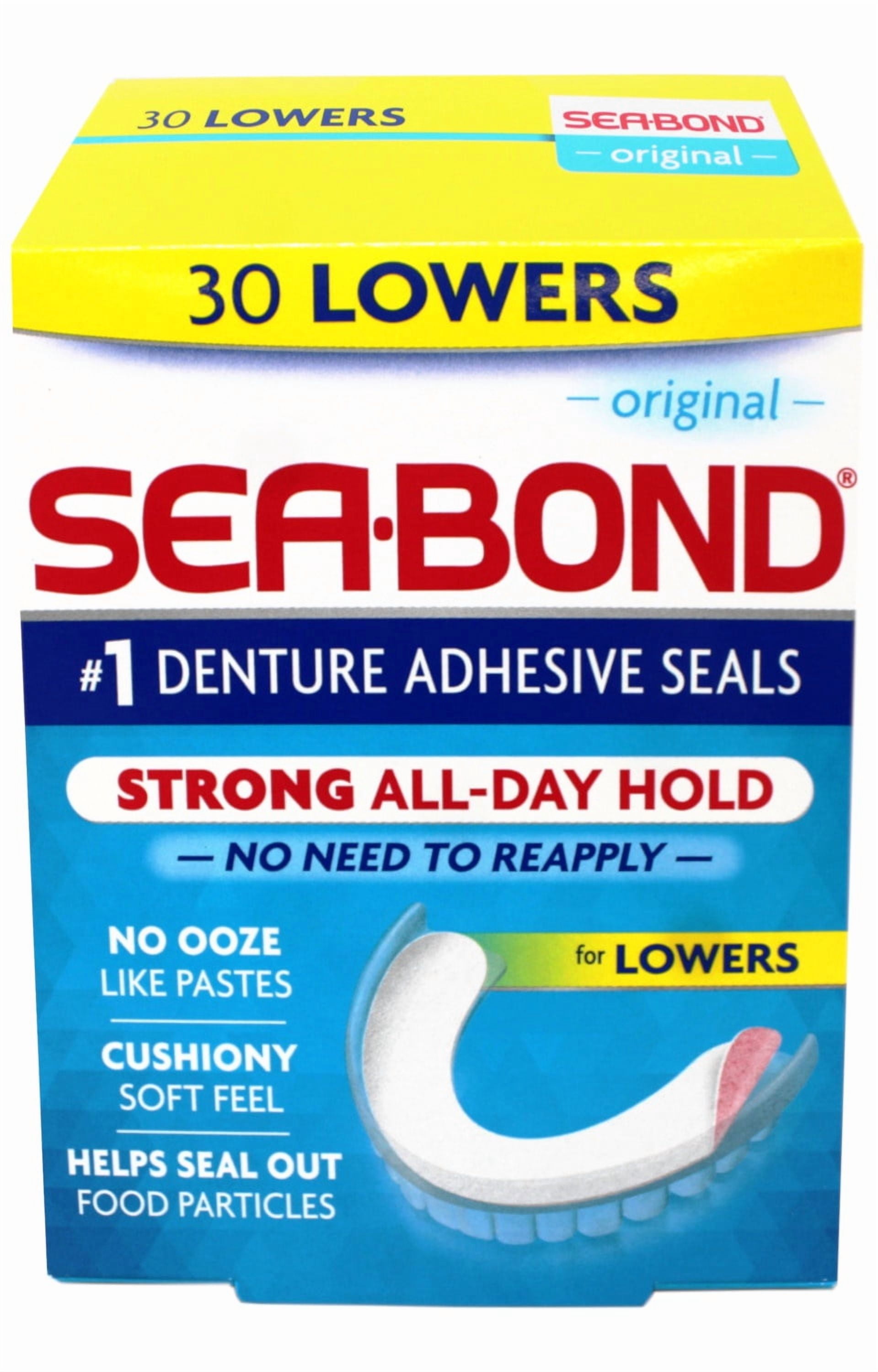 Sea Bond Secure Denture Adhesive Seals, Original for Lowers, All-Day ...
