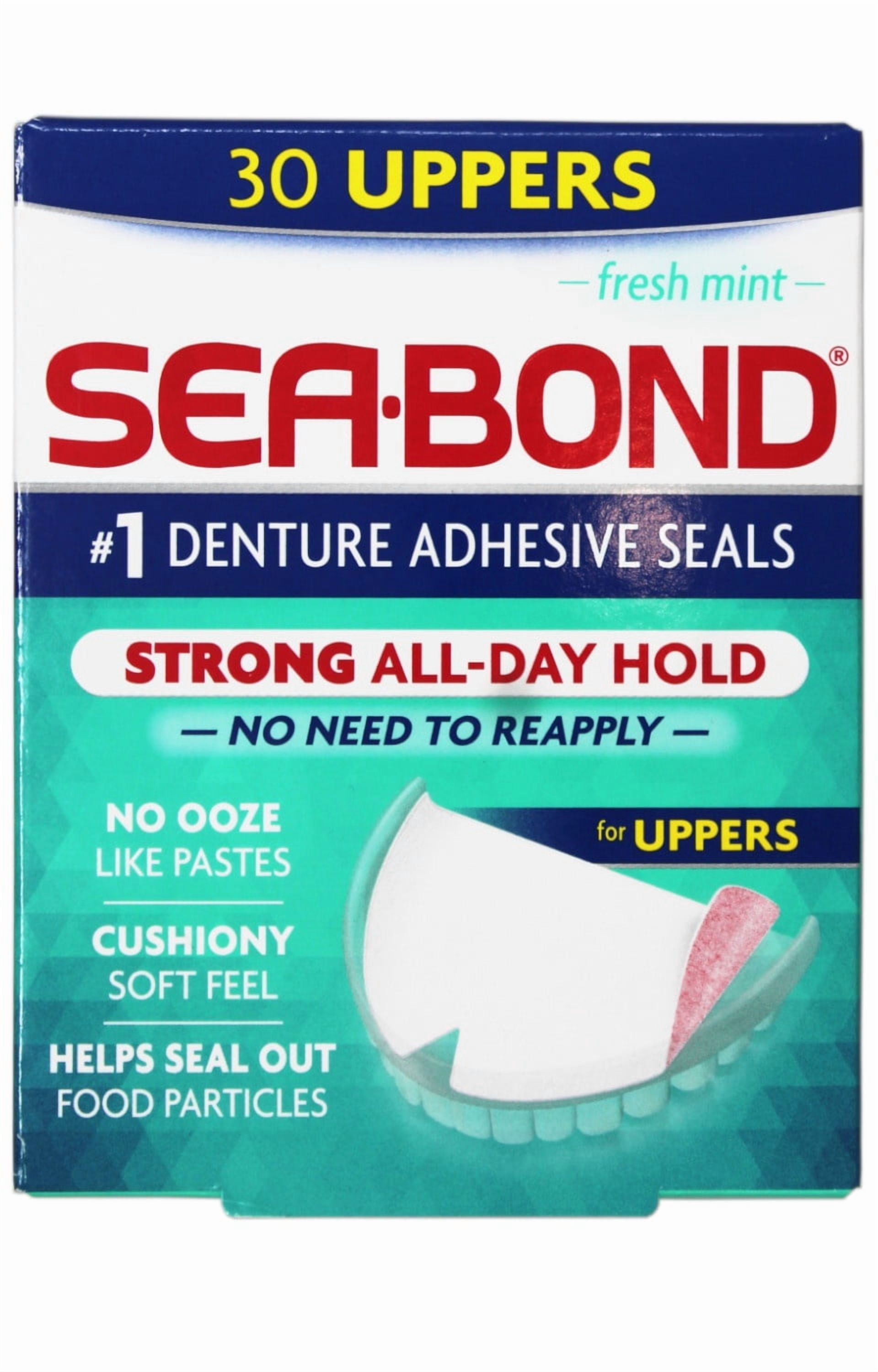 SEA-BOND Comfort Dental Teeth Adhesive Wafers, Uppers Fresh Mint, 30 ...