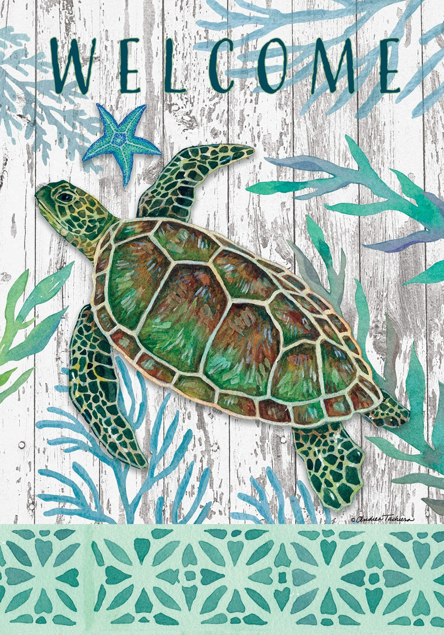 SEA GREEN TURTLE 5616 Decorative Flag - Walmart.com