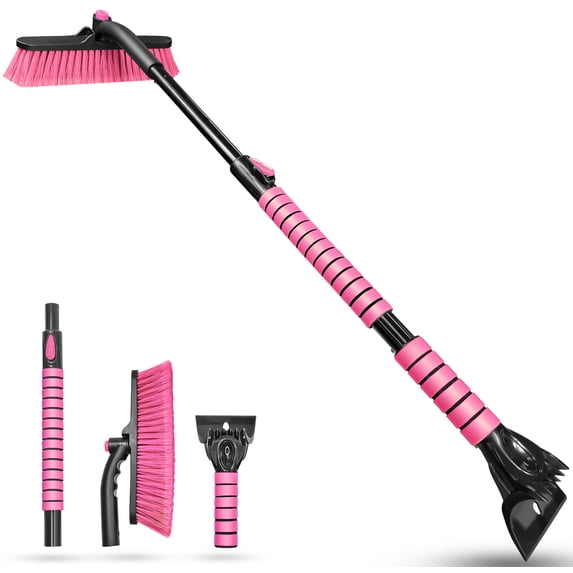 SEAAES 39" Extendable Ice Scraper and Snow Brush with Foam Grip for Car ...