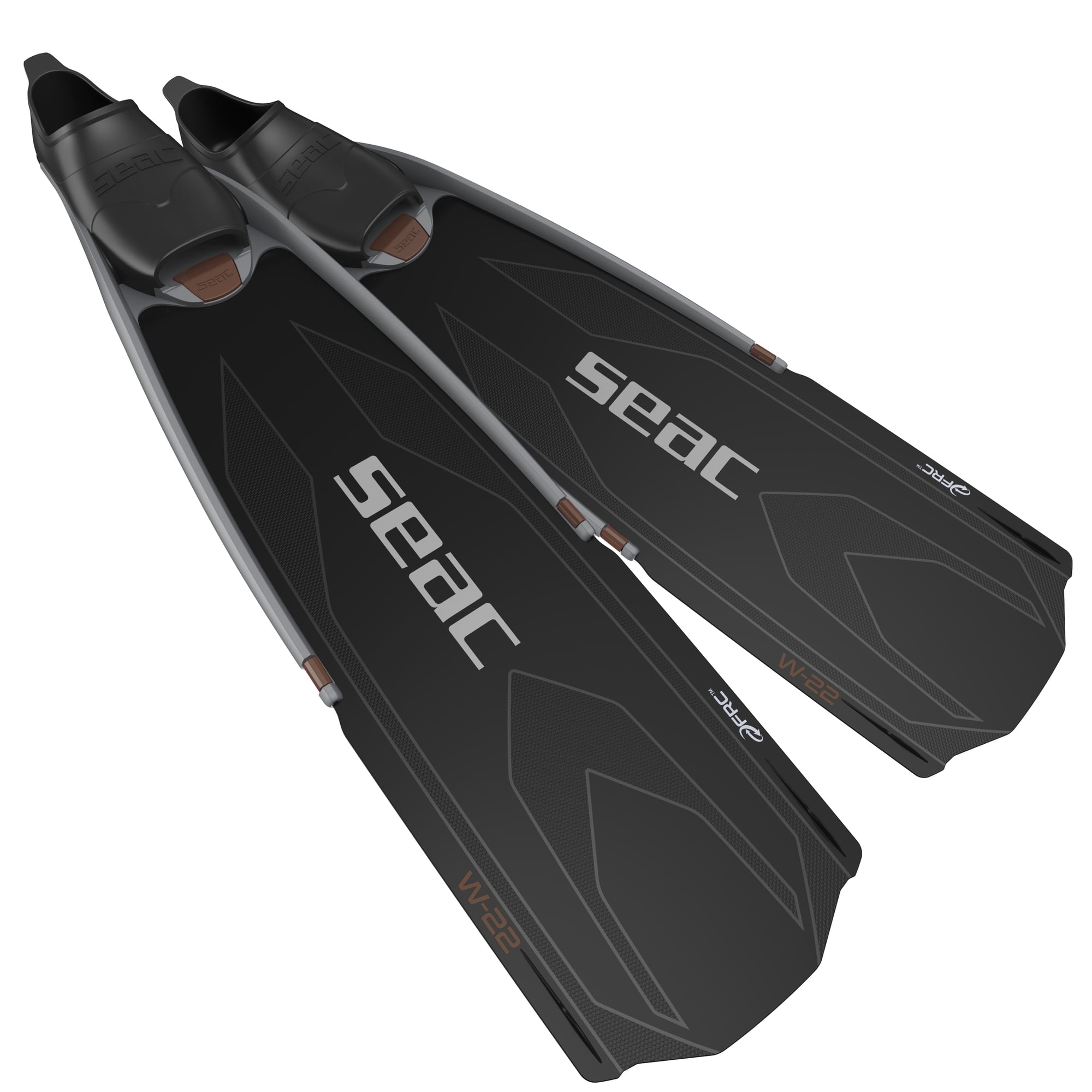 SEAC W-22, New Generation Long Freediving Fins with Blade (Black, 8-8.5 ...