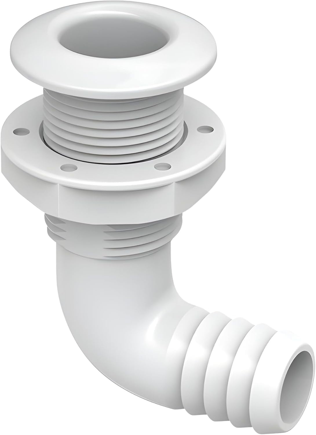 SEAFLO 1-1/2" 90° Angled Thru Hull Through-Hull Fitting with Built-in ...