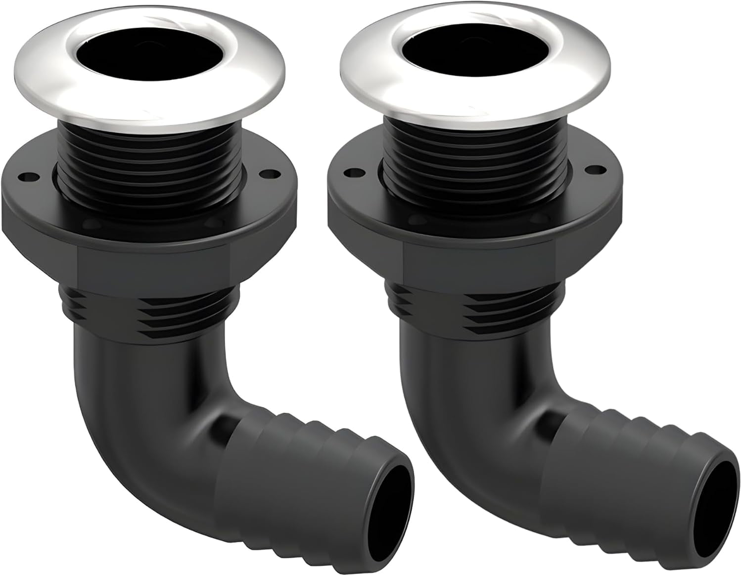 SEAFLO 1" 90° Angled Thru Hull Through-Hull Fitting with Built-In-Check ...