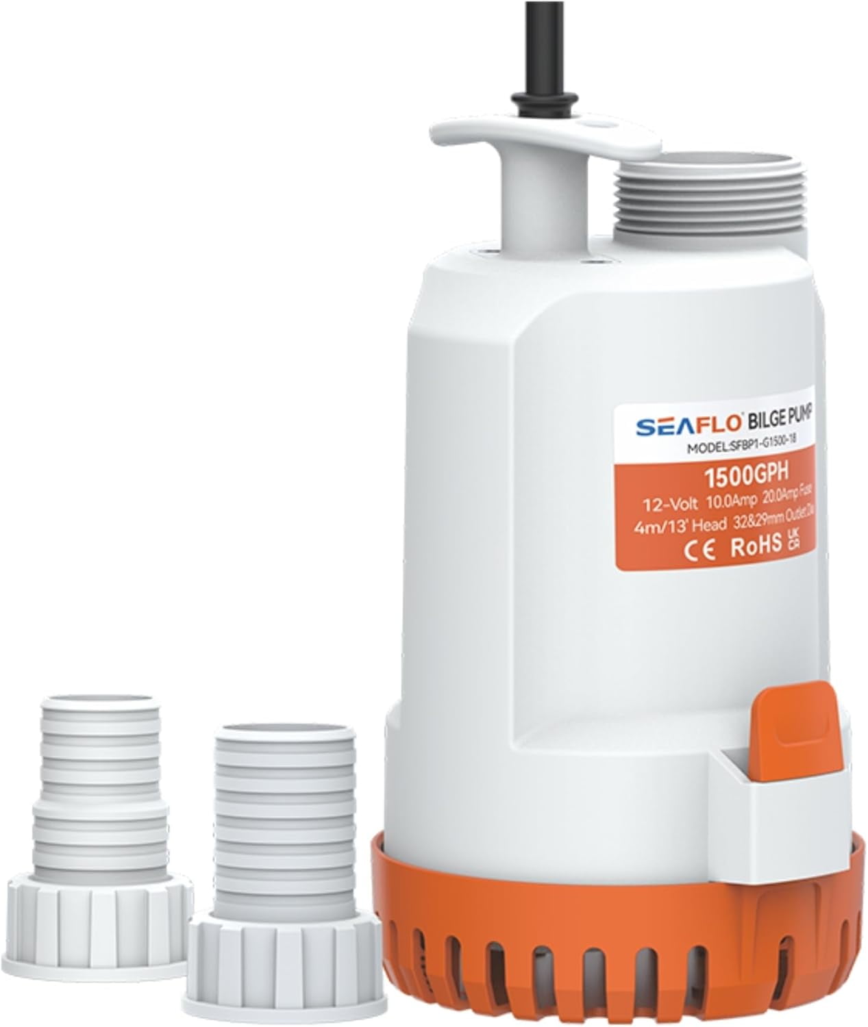 SEAFLO 12V 1500 GPH Portable Utility Pump Submersible Small Backup Sump ...