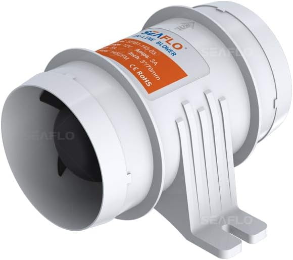 SEAFLO 3″ 145CFM in-Line Bilge Blower Fan for Marine/Ventilation/RV ...