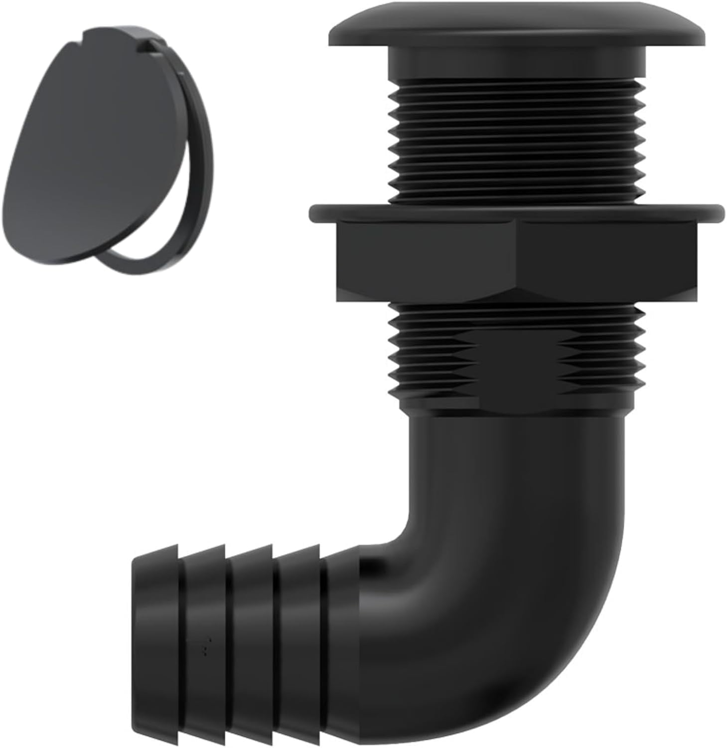 SEAFLO 3/4” 90° Angled Thru Hull Through-Hull Fitting with Built-in ...