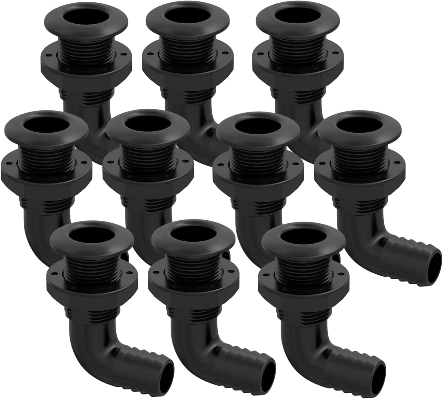 SEAFLO 3/4” 90° Angled Thru Hull Through-Hull Fitting with Built-in ...