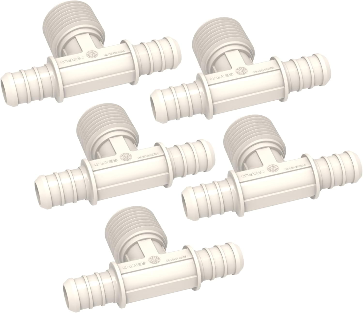 SEAFLO Plastic PEX Pipe Coupling Fitting Tee Style 1/2"-14 MNPT x 1/2 ...