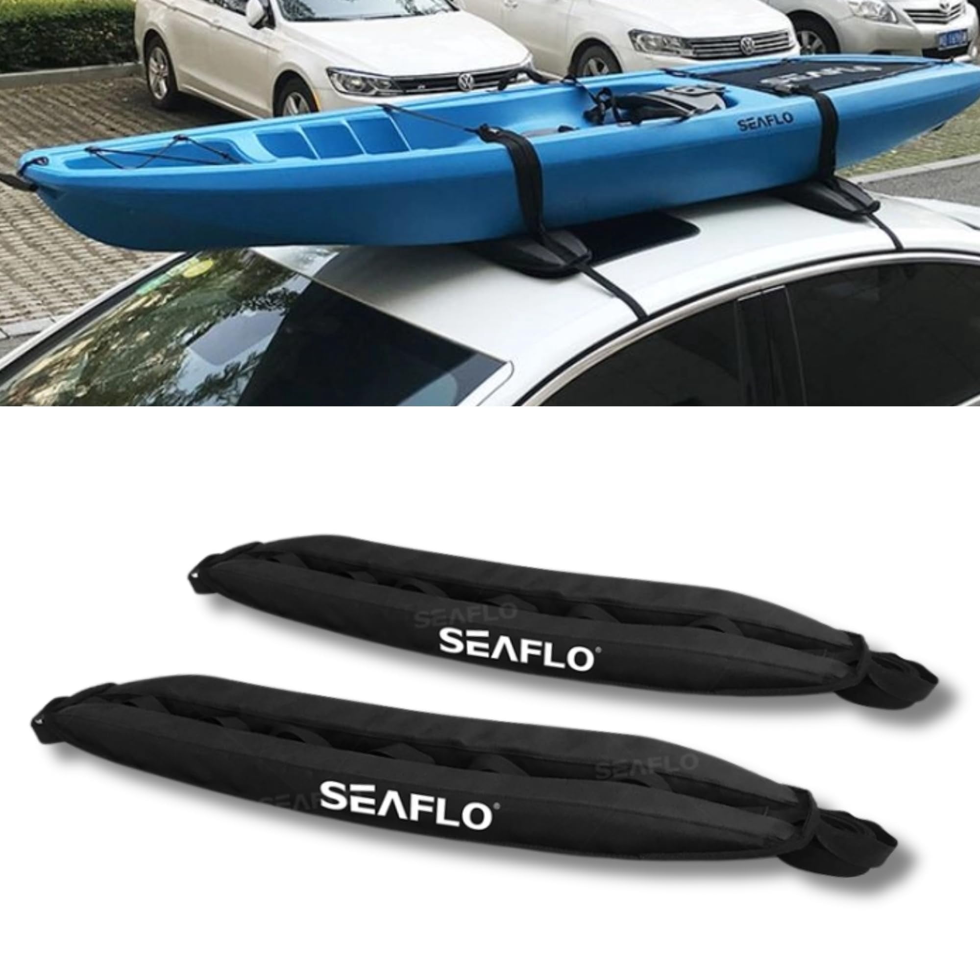 SEAFLO Traveller Soft Kayak Roof Rack with EVA Foam Pads Universal Fit ...