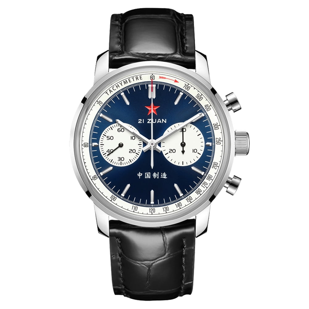SEAKOSS 42mm Men's 1963 Panda Dial Chronograph Mechanical Watch Pilot ...