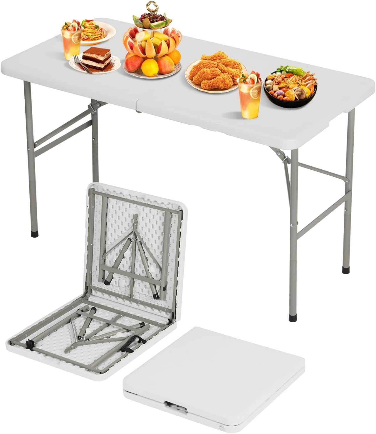 SEALAMB Portable 4FT Plastic Folding Table for Indoor & Outdoor, Heavy ...