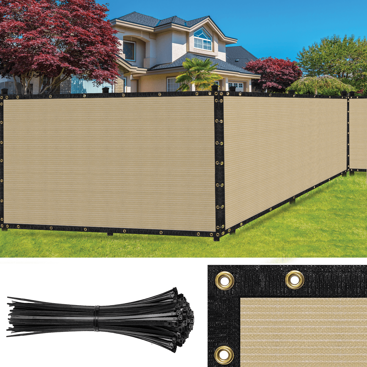 SEALTECH Ultra Heavy Duty 200 GSM Privacy Fence Screen – Non-Recycled Polyethylene Mesh Shade ...