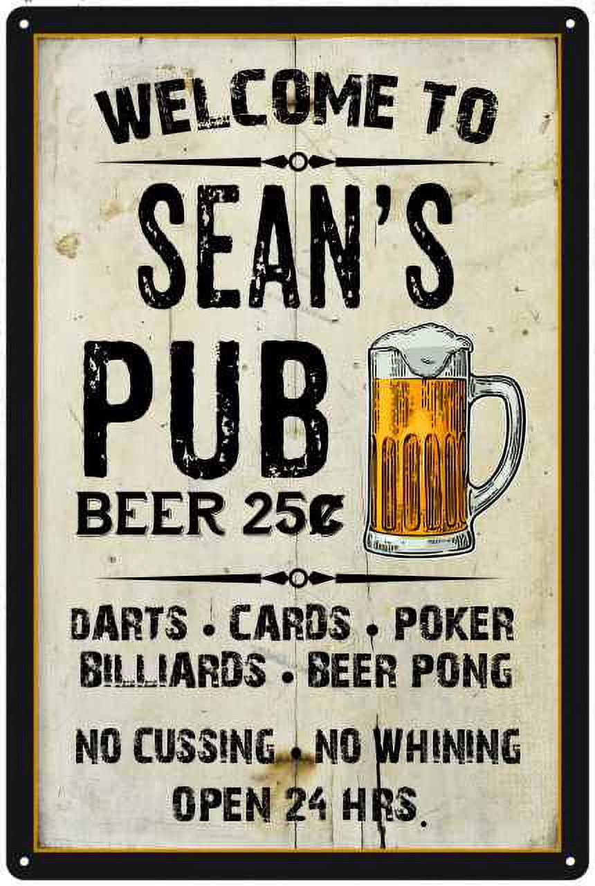 SEAN'S Pub Sign Vintage Man Cave Bar Wall Decor Gift 8x12 Metal ...