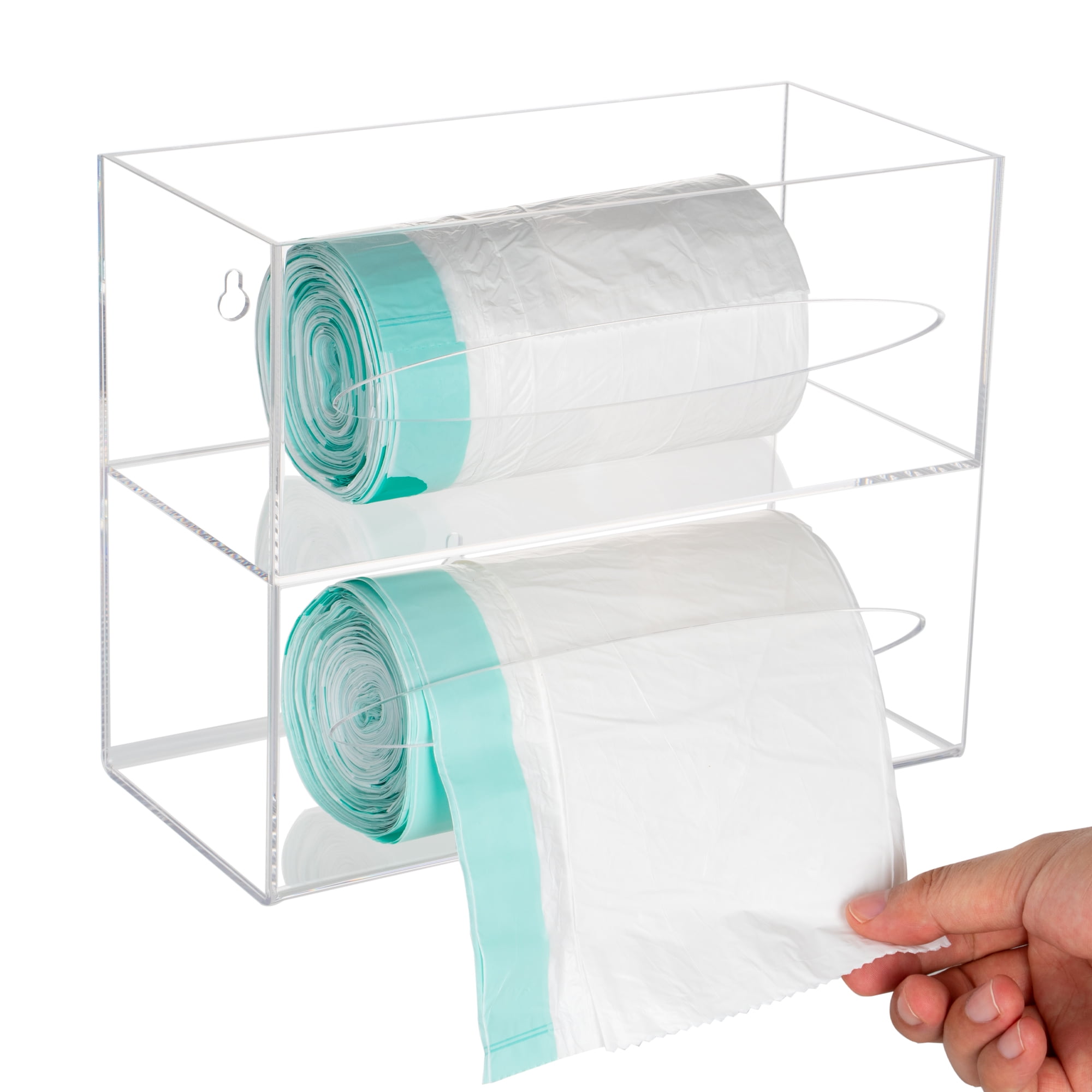 SEANADO Trash Bag Dispenser Holder, 2 Compartment Wall Mount Acrylic ...