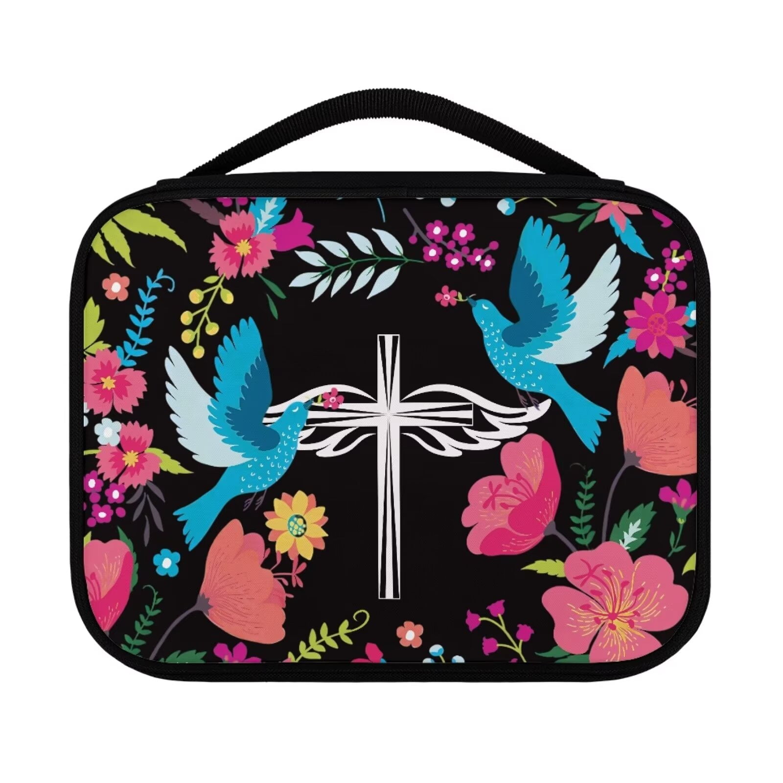 SEANATIVE Aesthetic Bible Cover with Handle Durable Flower Dove Bible Book Carrying Case Large ...