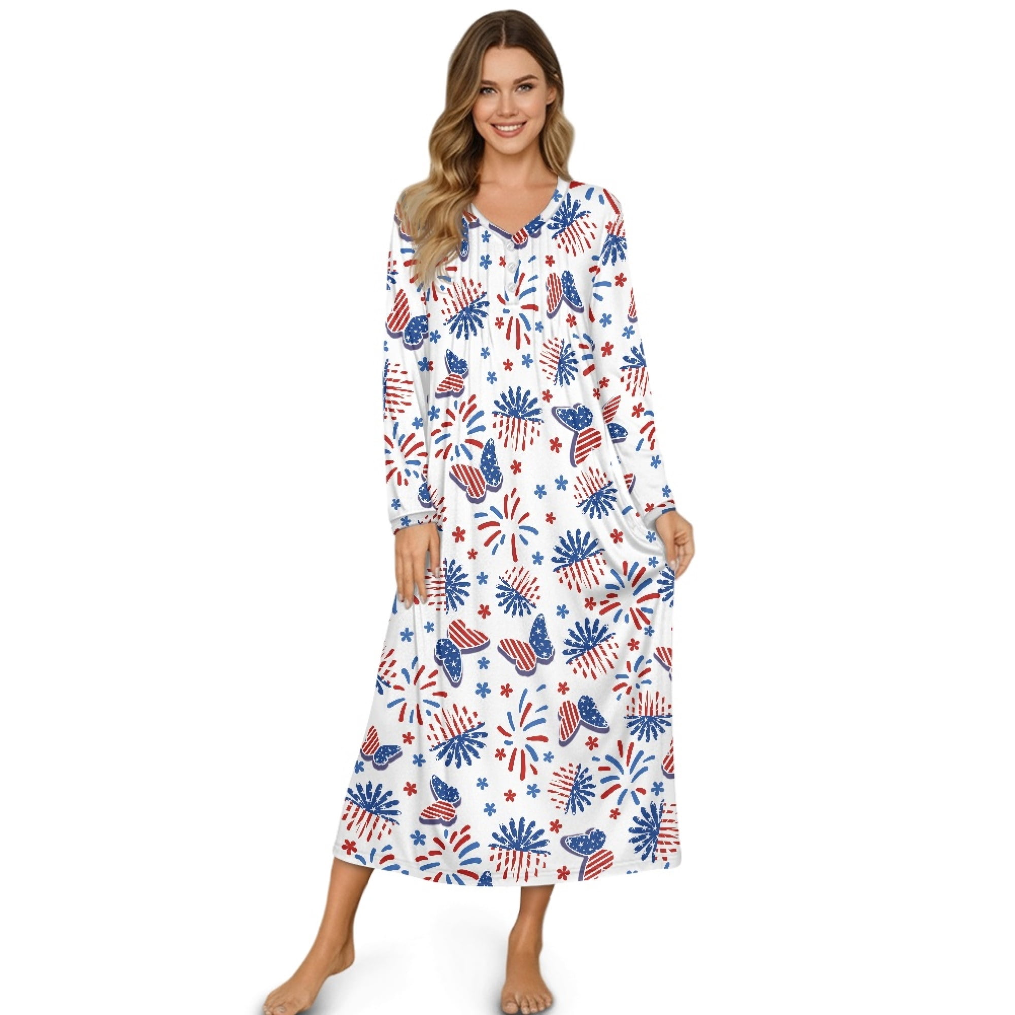 SEANATIVE American Flag Pattern Nightgown for Women Soft Lightweight ...