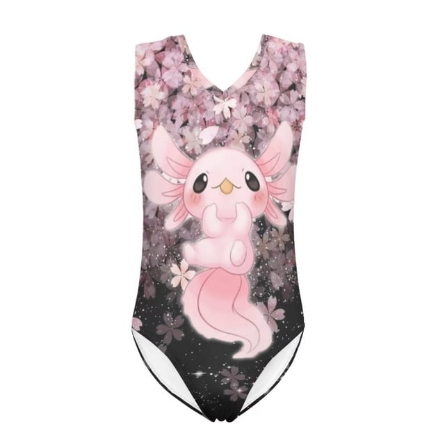SEANATIVE Axolotl Kids Swimwear for Girls Size 9-10 T Cherry Blossom ...