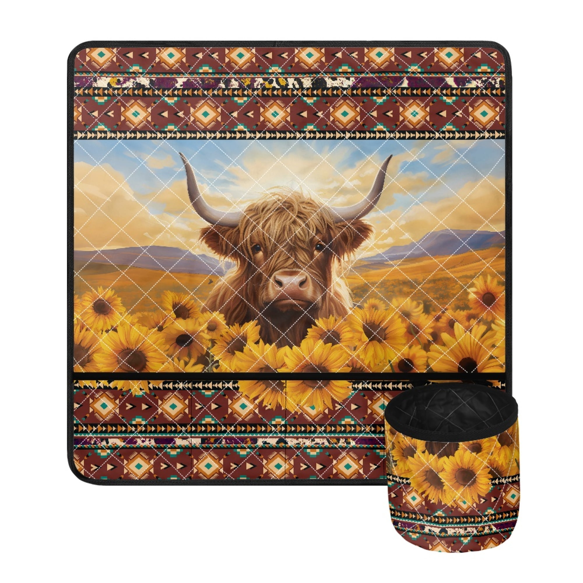 SEANATIVE Aztec Ethnic Sewing Machine Mat Sunflower Highland Cow Non ...