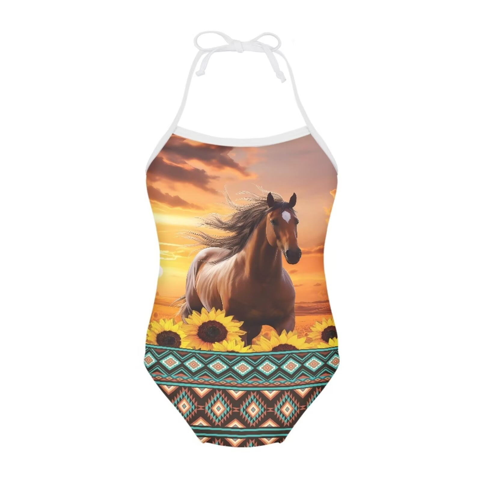 SEANATIVE Aztec Tribal Kids Swimwear Girls One Piece Swimsuit Size 5-6 ...