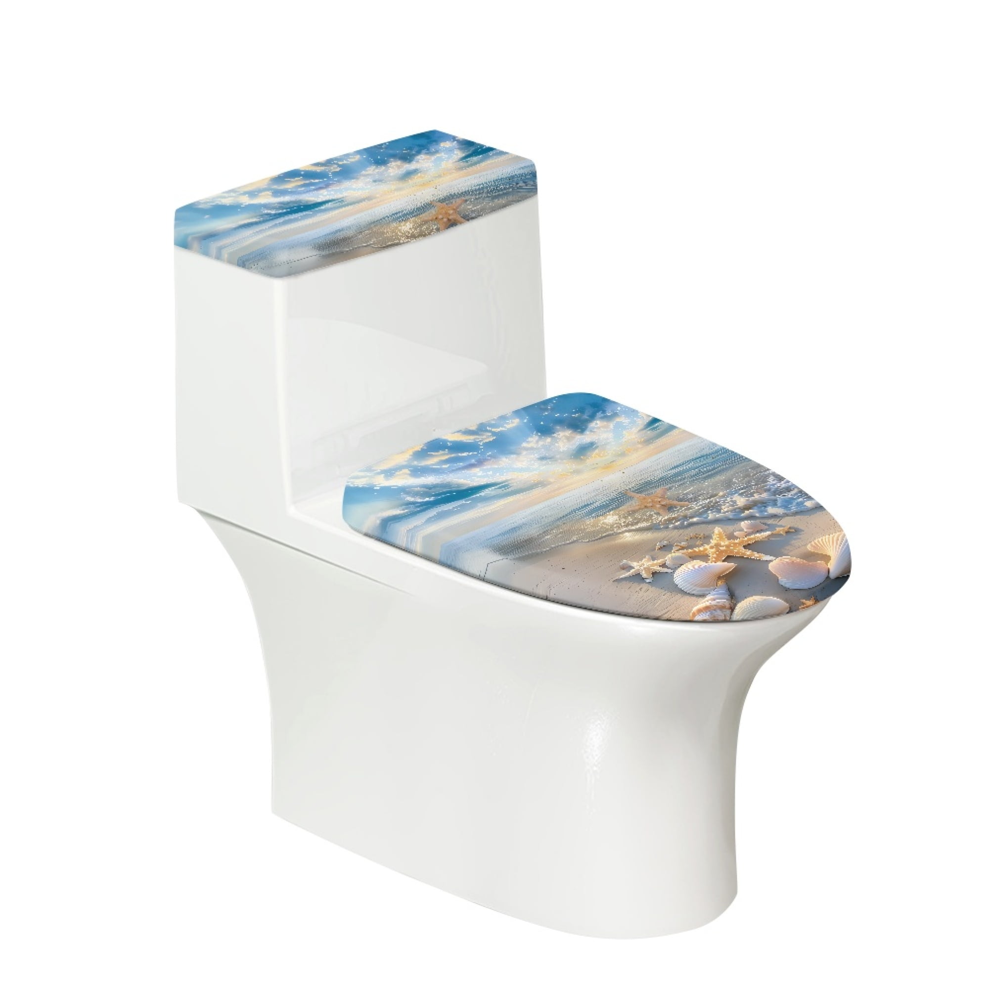 SEANATIVE Beach Toilet Lid Cover and Toilet Tank Cover Starfish Shells ...