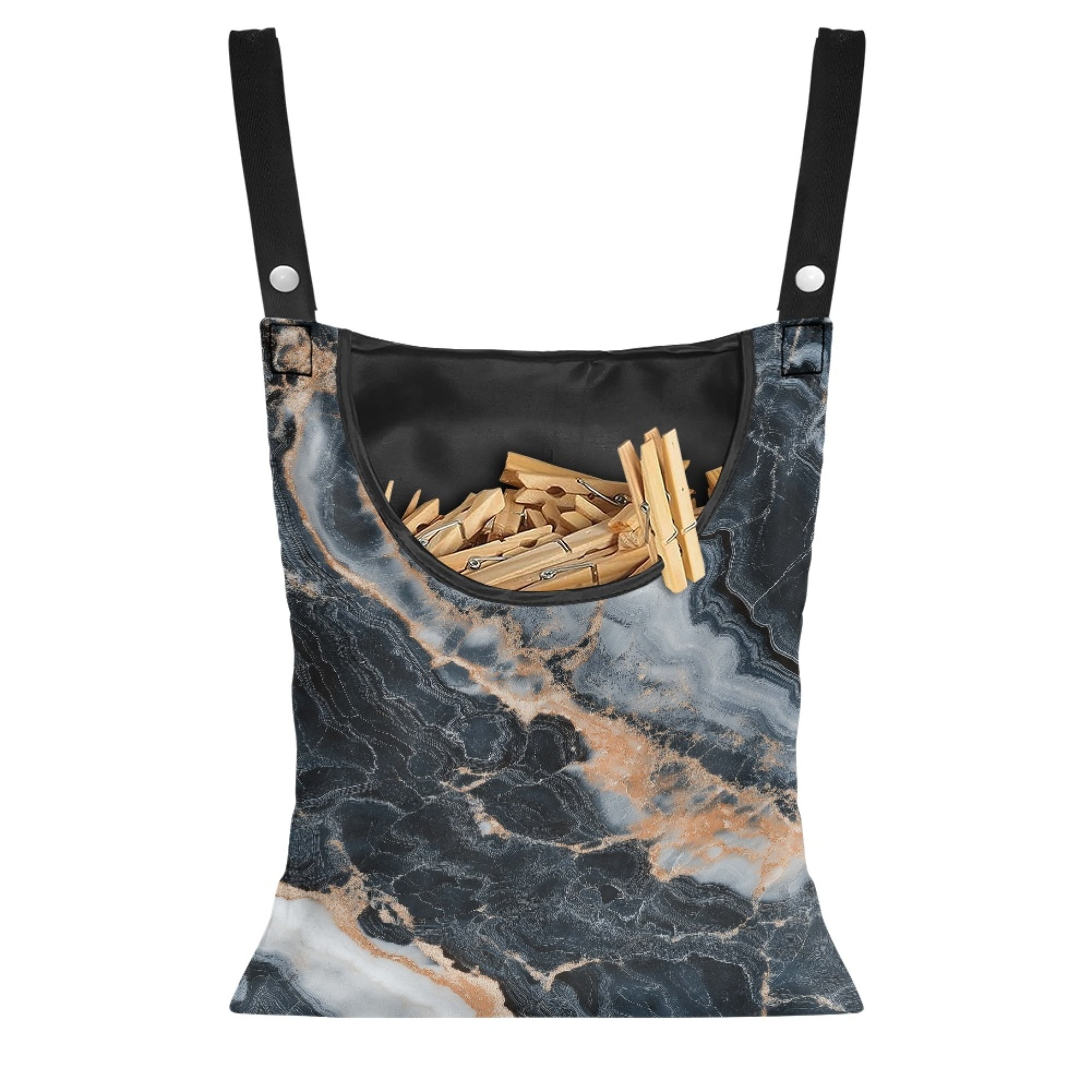 SEANATIVE Black Gold Marble Clothespin Organizer Bag Portable ...
