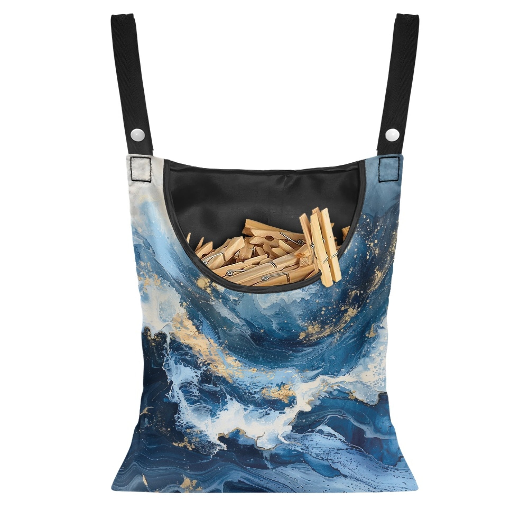 SEANATIVE Blue Gold Marble Clothespin Bag Set of 2 Laundry Hanging ...