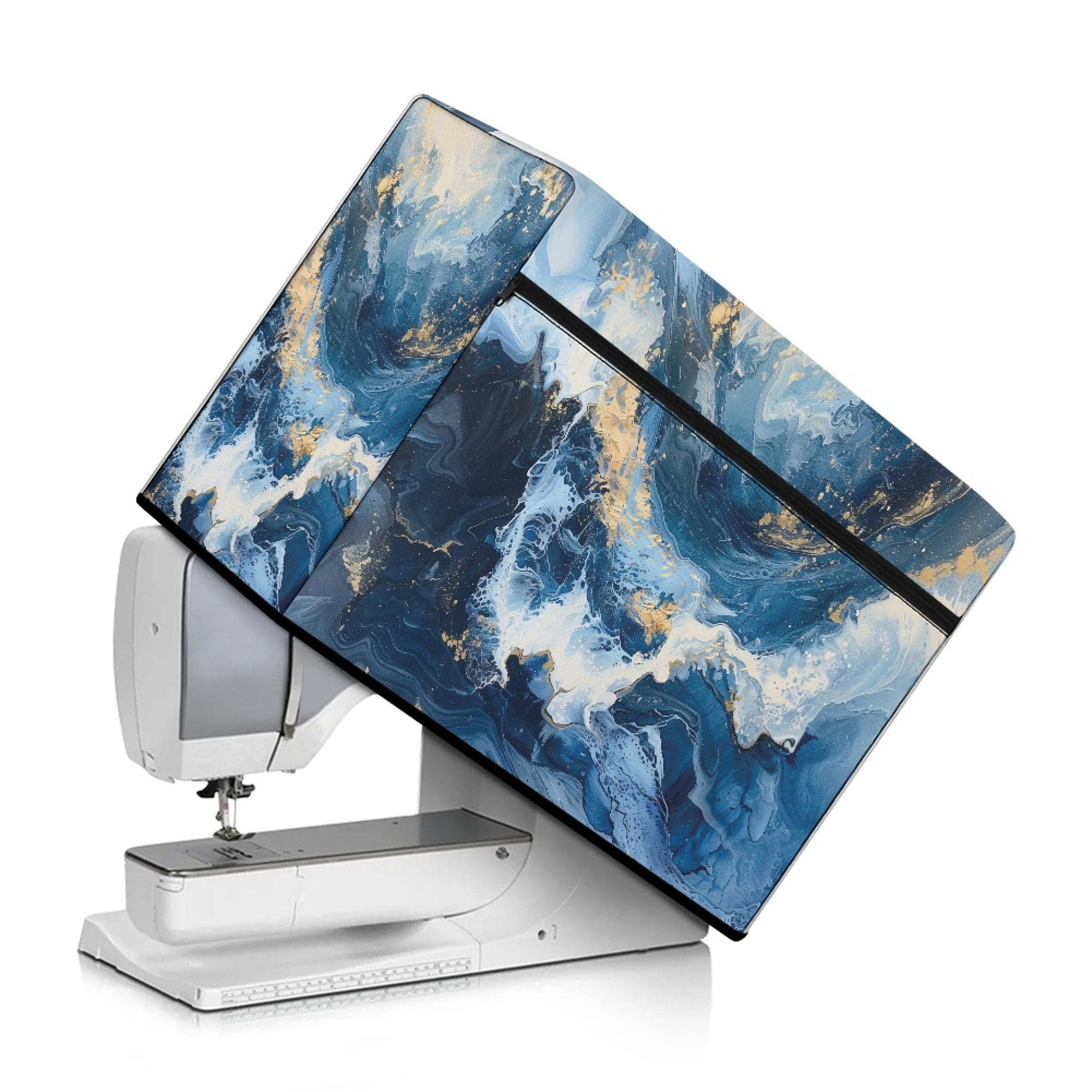 SEANATIVE Blue Gold Marble Sewing Machine Cover Large Cover for Sewing ...