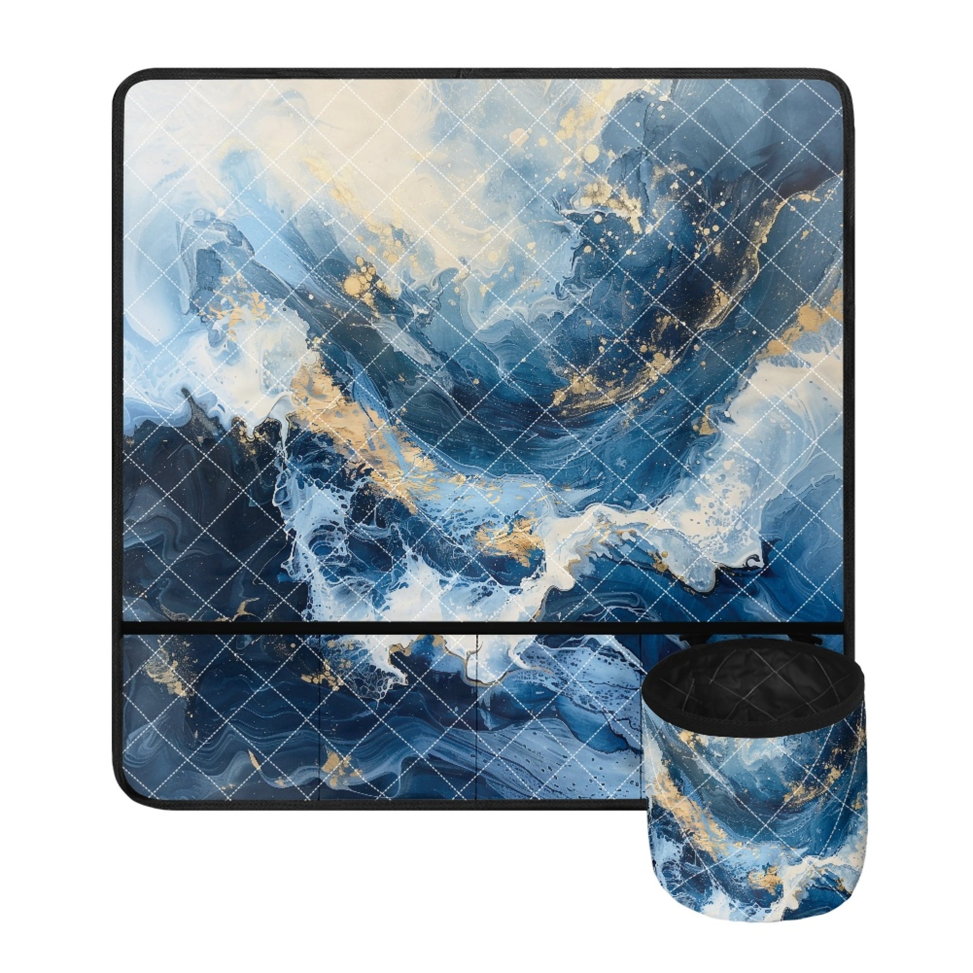 SEANATIVE Blue Gold Marble Sewing Machine Dust Cover Easy Storage Sew ...