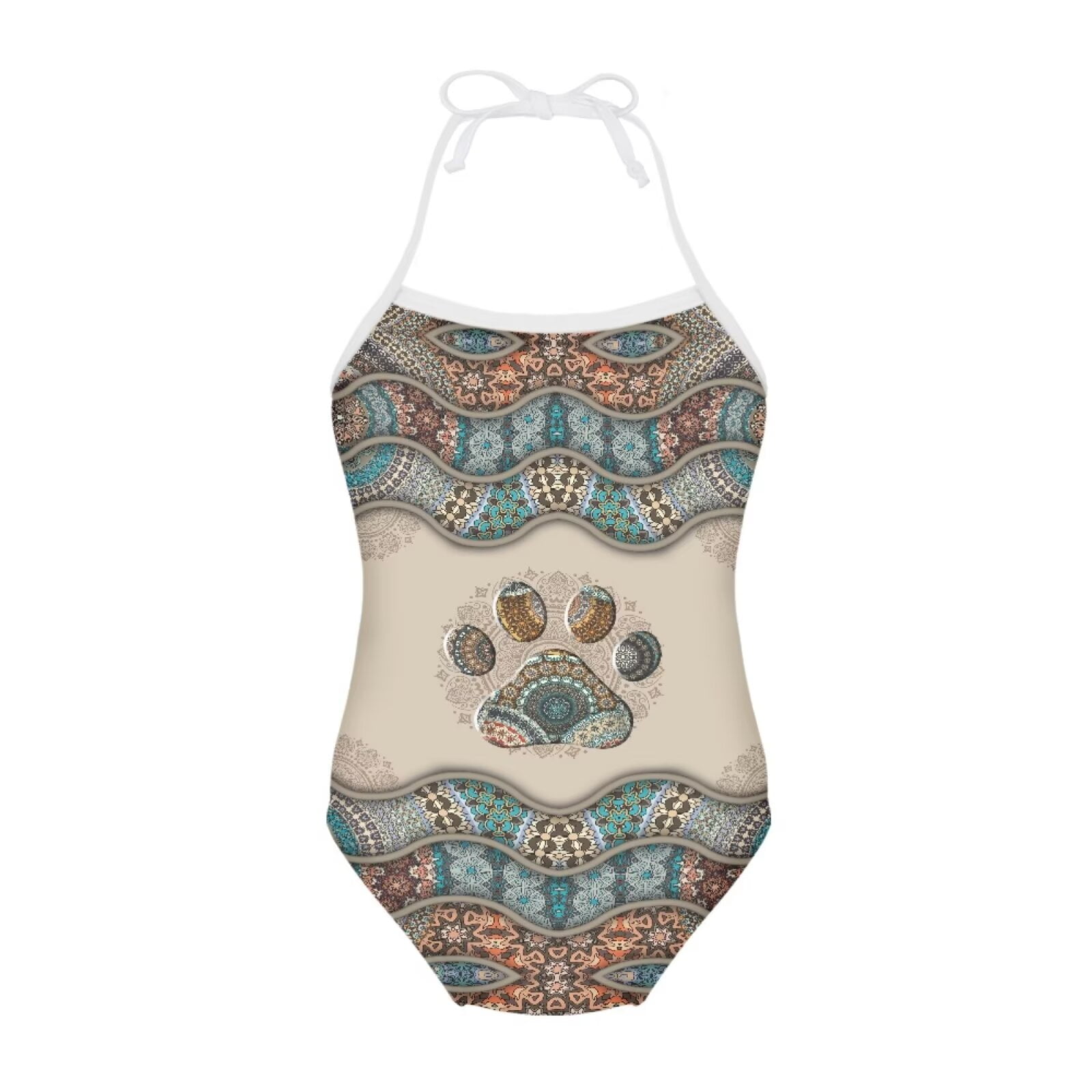 SEANATIVE Boho Kids Swimwear One Piece Soft Lace Up Bathing Suit for ...