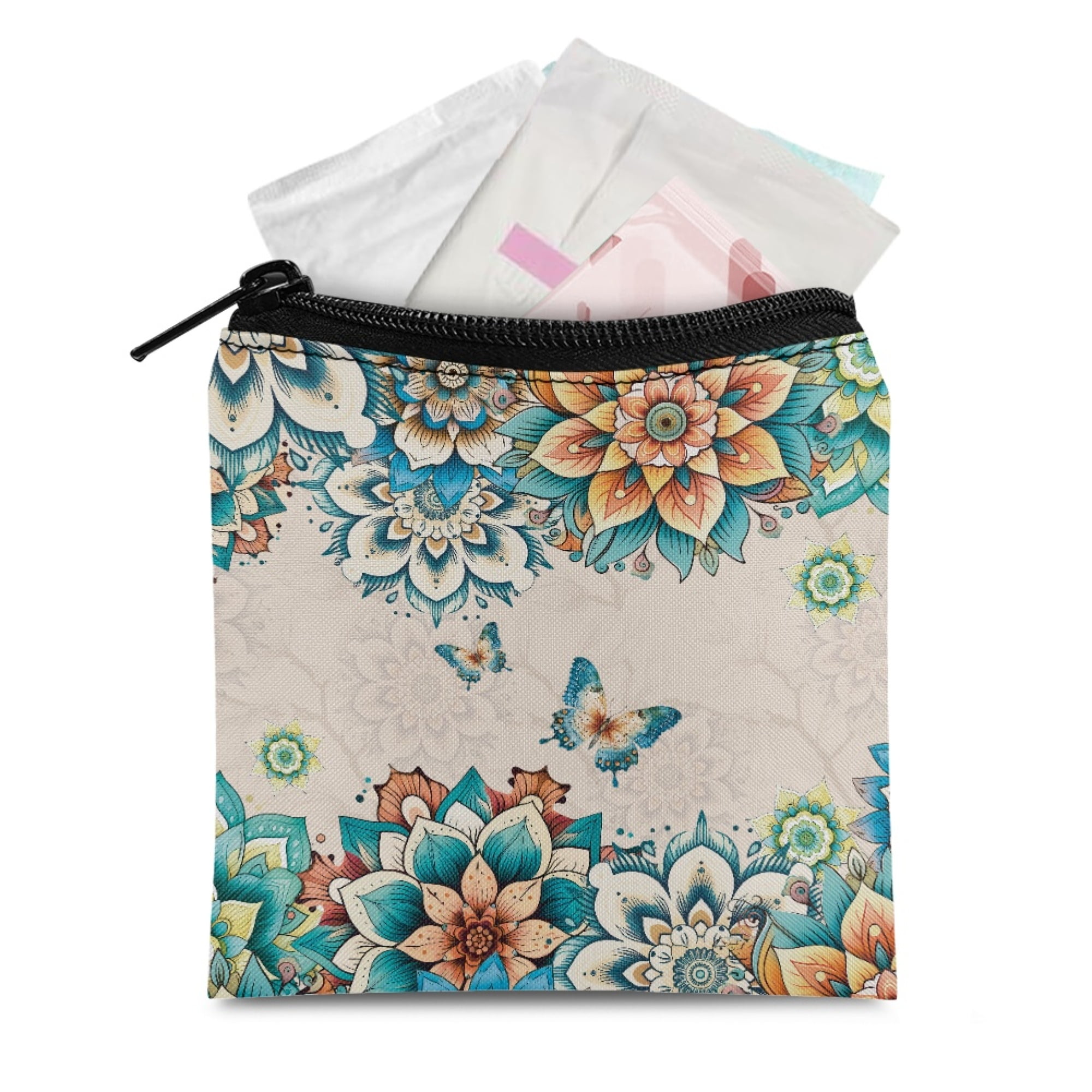 SEANATIVE Boho Mandala Sanitary Napkin Storage Bag for Women Butterfly ...