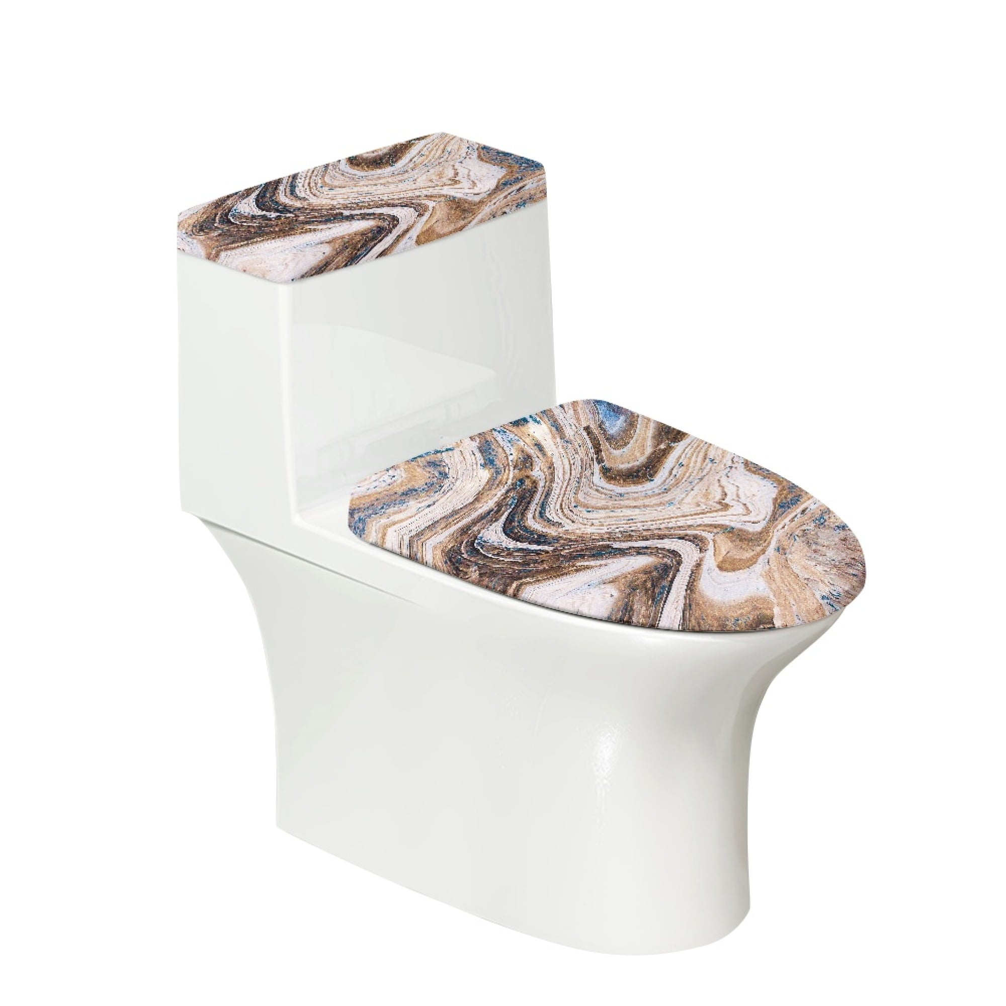 SEANATIVE Brown Marble Toilet Lid Cover and Toilet Tank Cover Washable ...