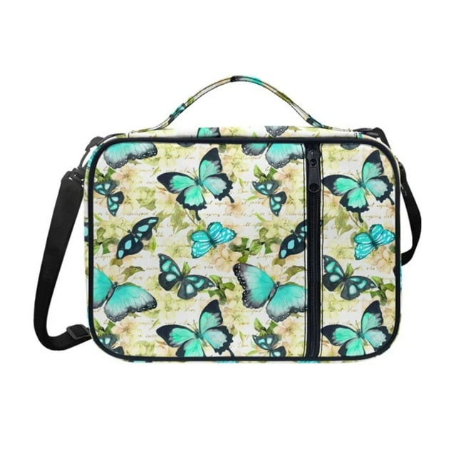 SEANATIVE Butterfly Scriptures Bible Cover with Handle Polyester Bible Carrying Book Case ...