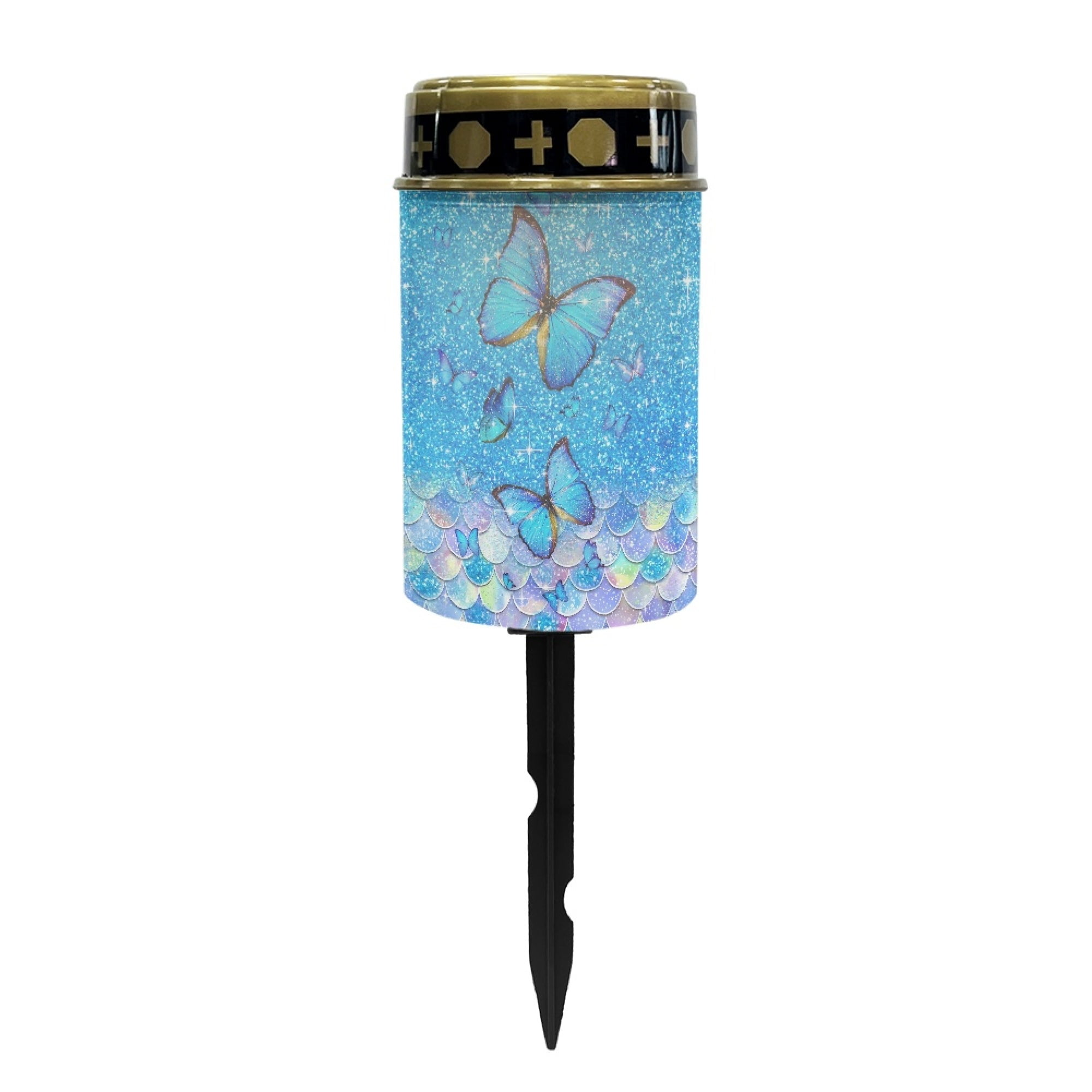 SEANATIVE Butterfly Solar Grave Lights for Cemetery Sparkly Bling ...
