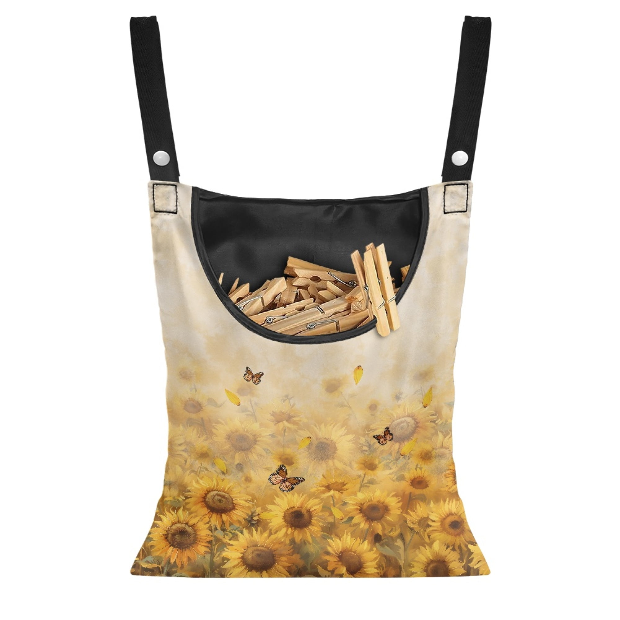 SEANATIVE Butterfly Sunflower Clothespin Bag Aesthetic Laundry Hanging ...