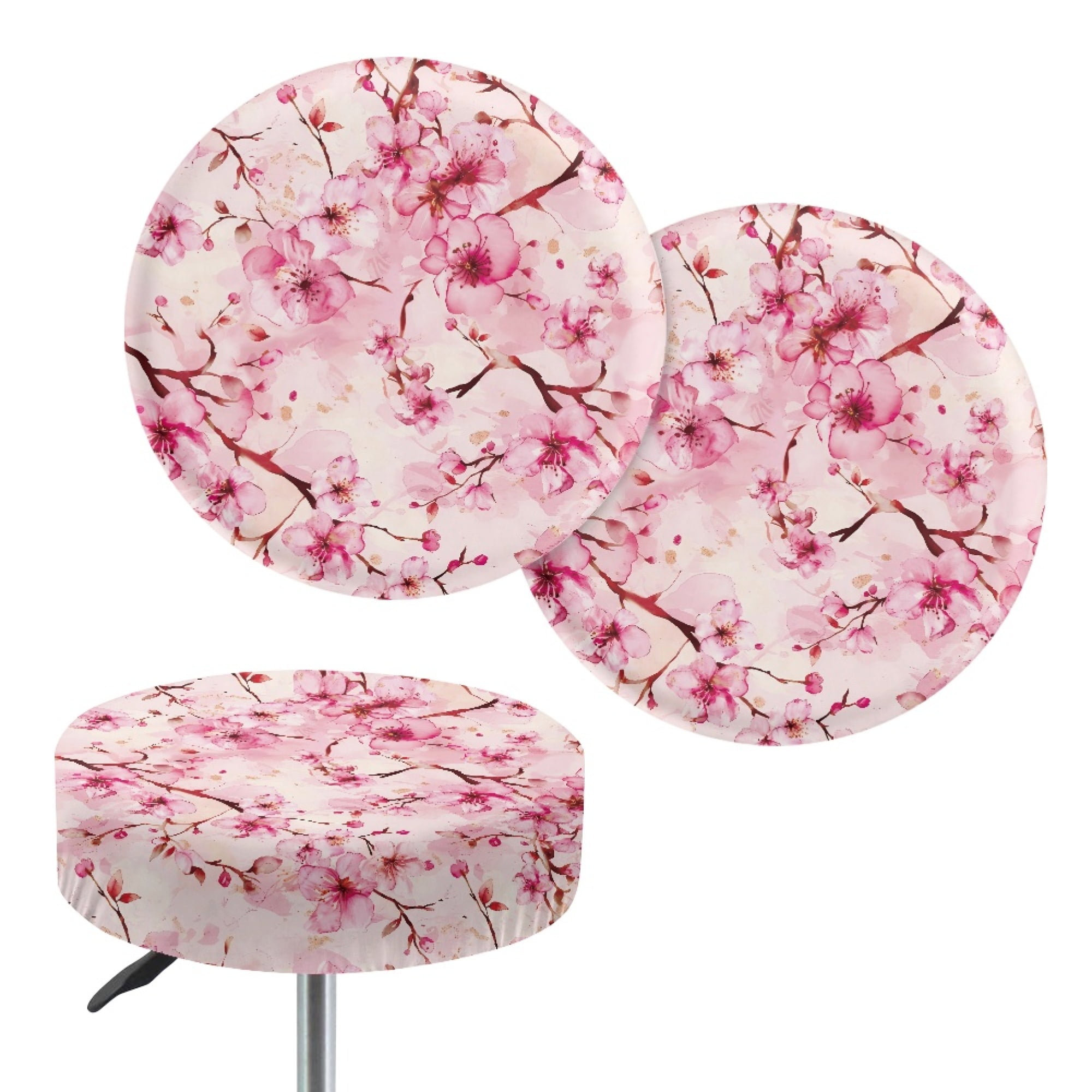 SEANATIVE Cherry Blossom Round Stool Covers Non Slip Round Stool ...