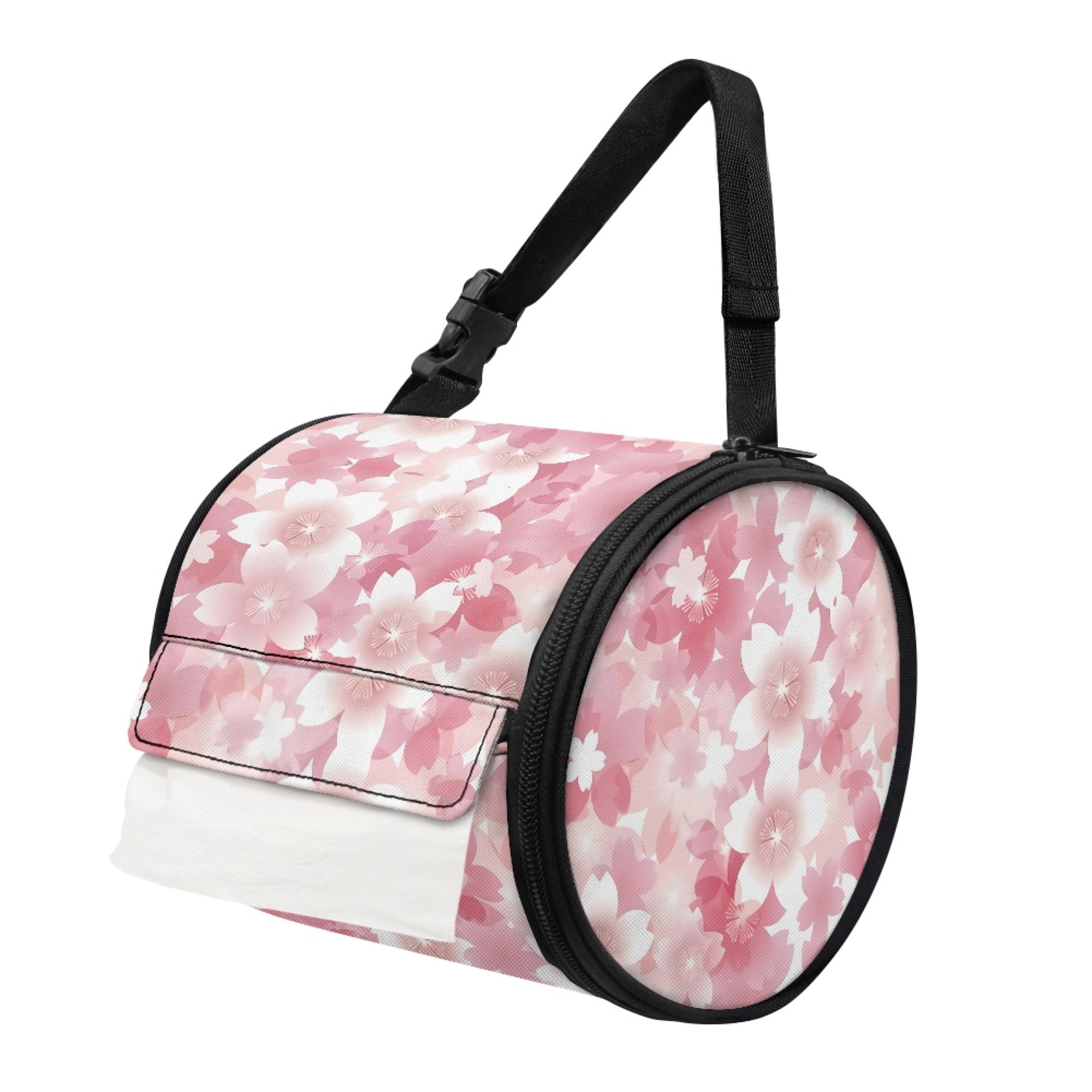 SEANATIVE Cherry Blossom Round Tissue Box Cover Home Decor Pink Hanging ...