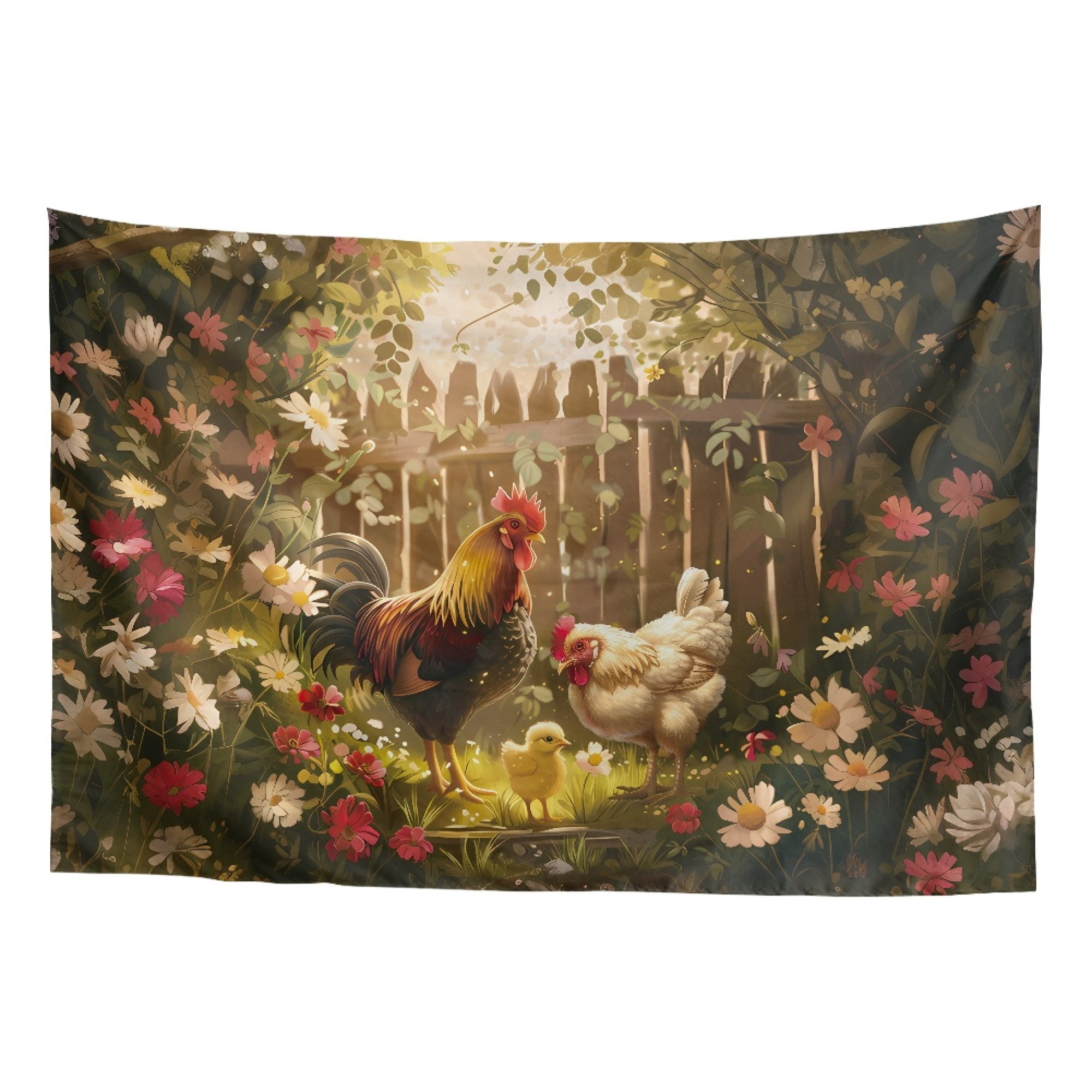 SEANATIVE Chicken Floral Garden Tapestry Small Wall Tapestry for ...