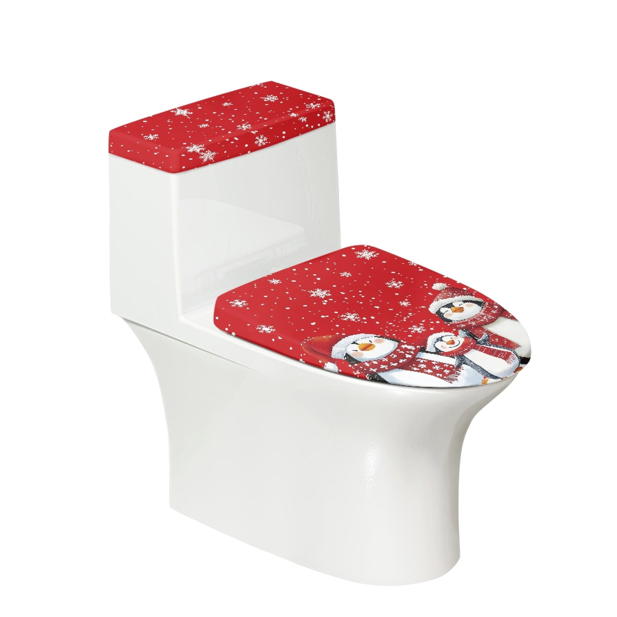SEANATIVE Christmas Bathroom Decoration Set 2 Pieces Toilet Seat Cover ...