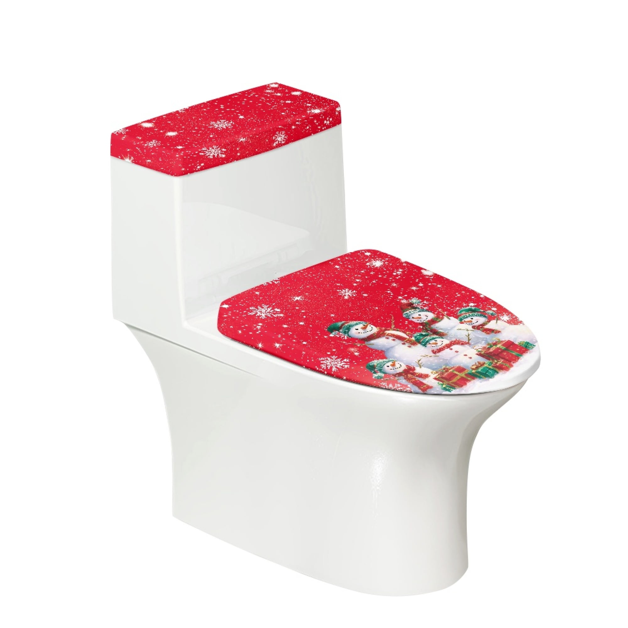 SEANATIVE Christmas Bathroom Toilet Lid Seat Snowman Family Easy to ...