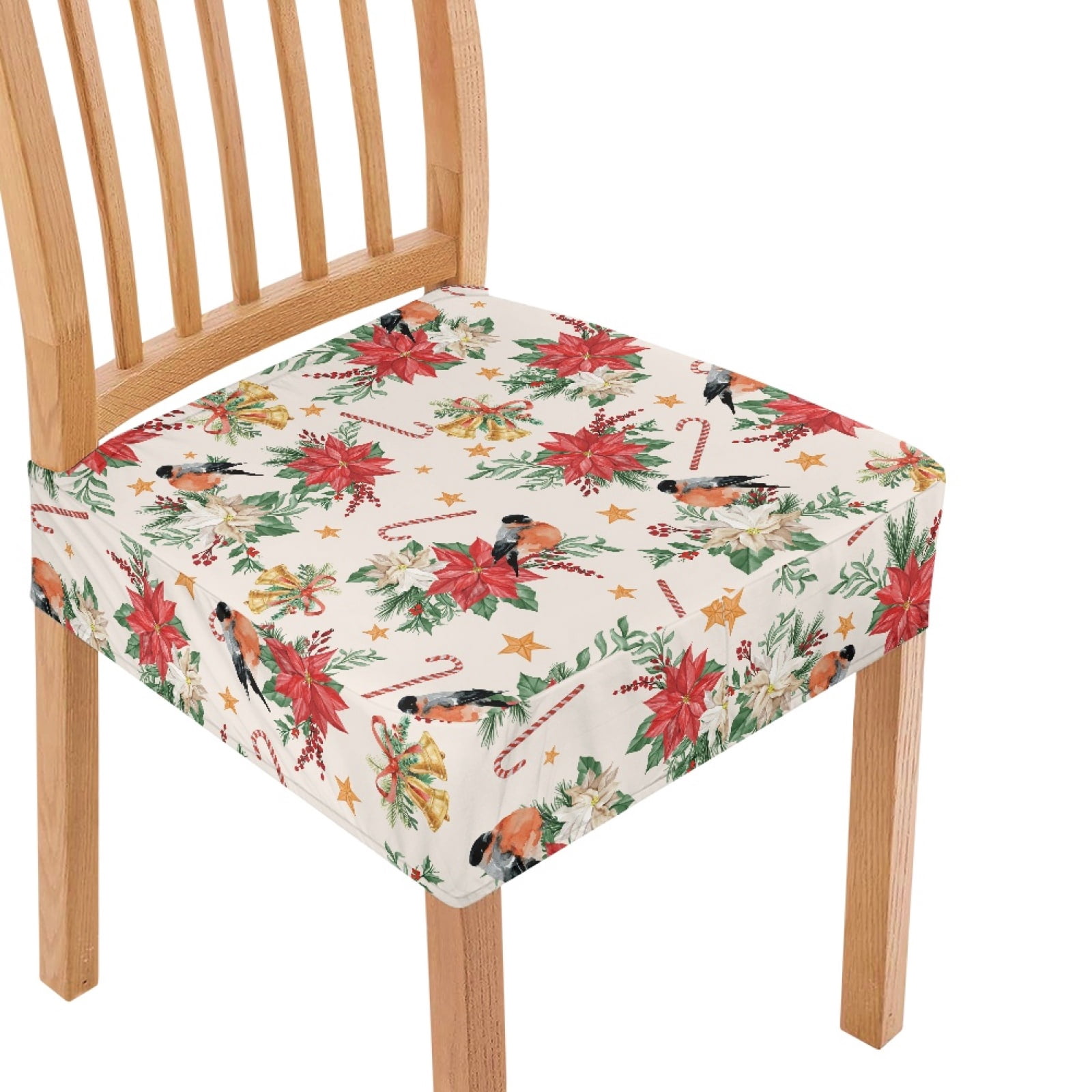 SEANATIVE Christmas Chair Covers for Dining Chairs Set of 2 Poinsettia ...