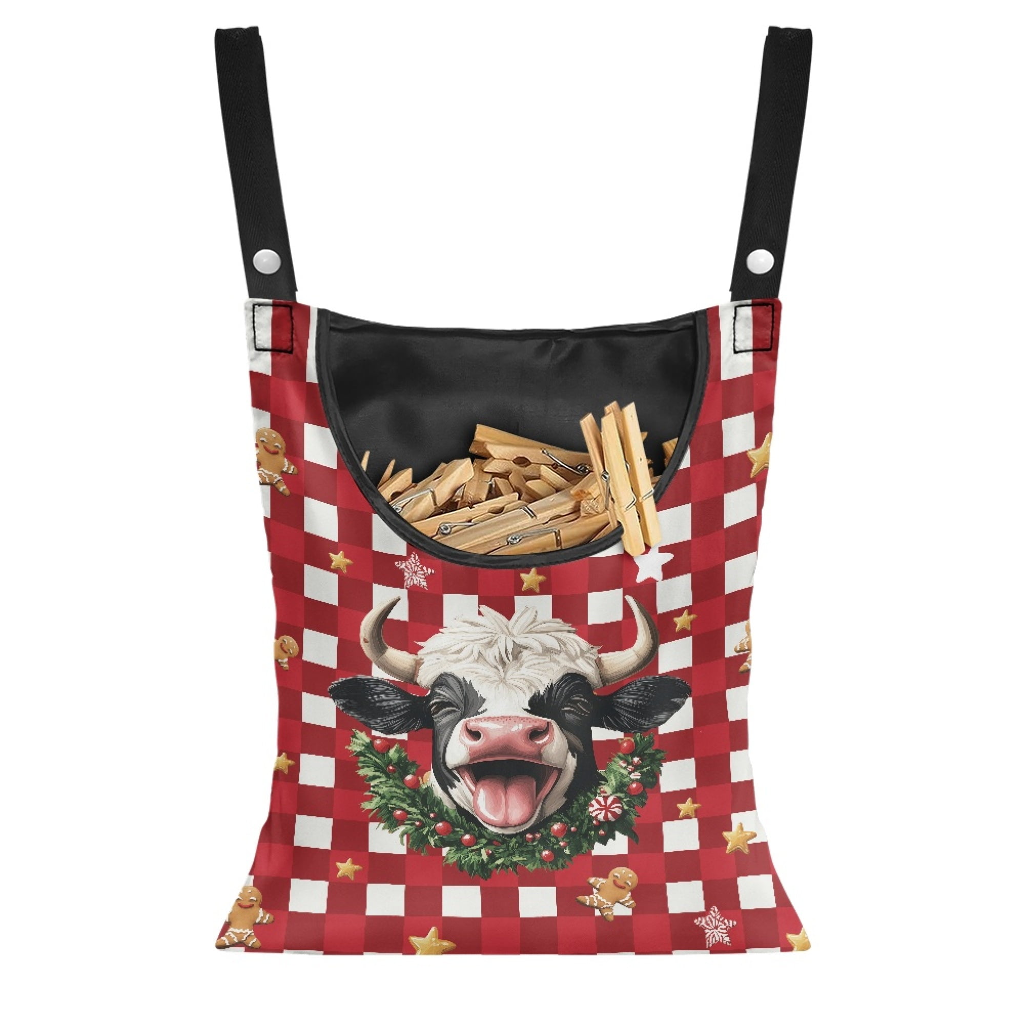 SEANATIVE Christmas Clothespin Pouch Set of 2 Cute Cow Clothespin Bag ...