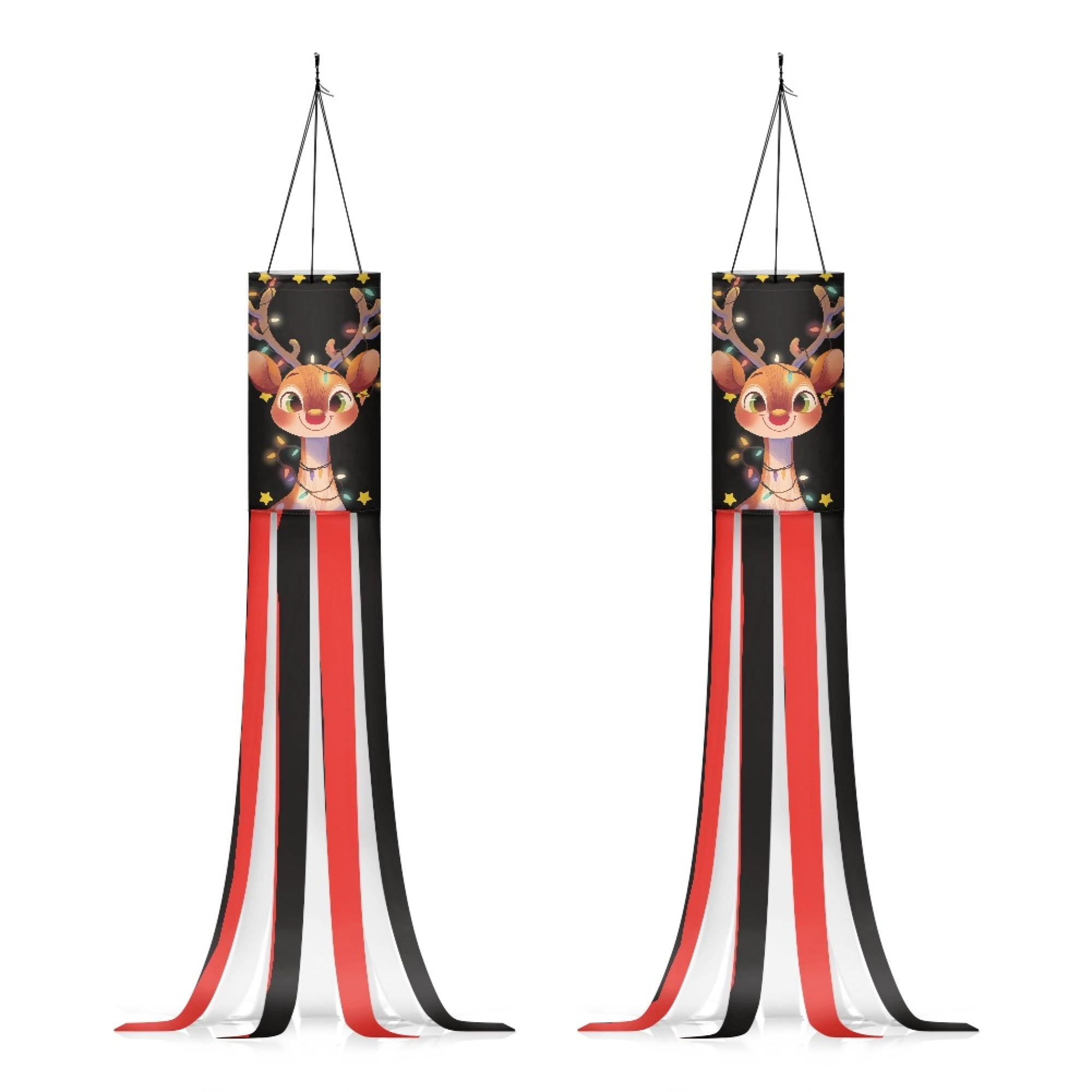 SEANATIVE Christmas Cute Reindeer Windsocks Flag Wind Socks with Tails ...