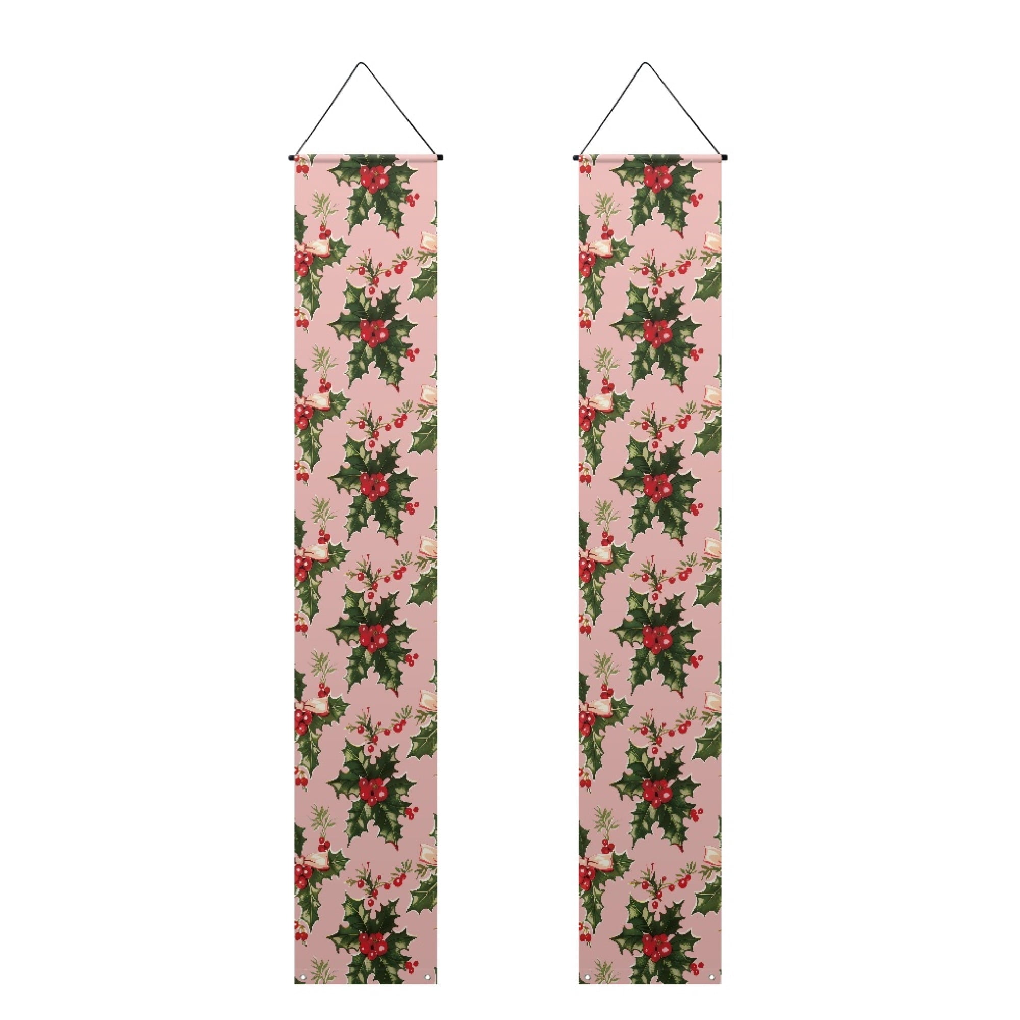 SEANATIVE Christmas Holly Door Banners Set of 2 Xmas Door Porch Sign ...