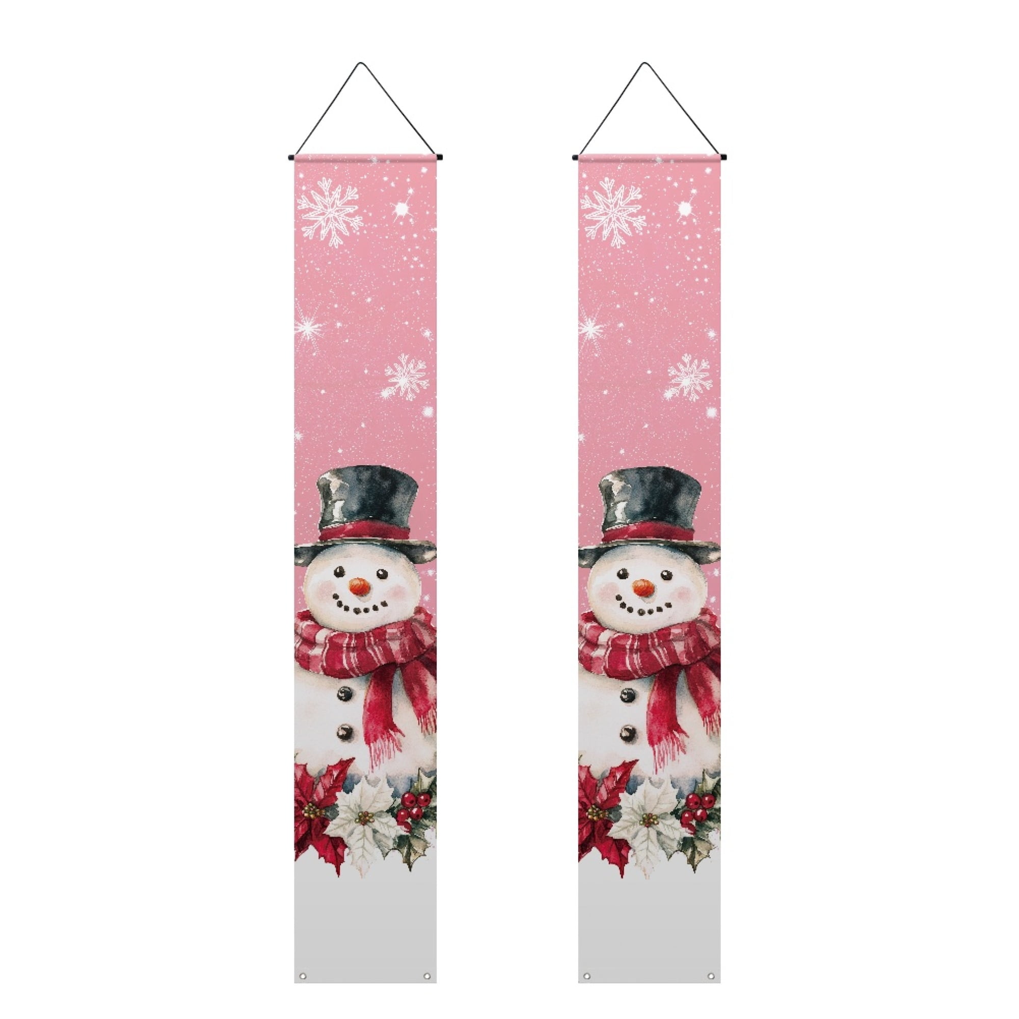 SEANATIVE Christmas Holly Porch Decor Banner Sign Set of 2 Xmas Snowman ...